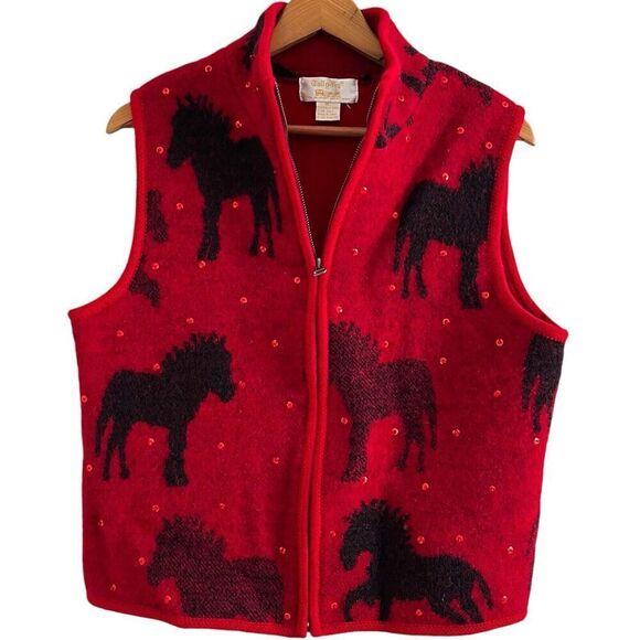 Tally Ho | Jackets & Coats | Tally Ho Boiled Wool Vest Xl Sequin Y2k ...